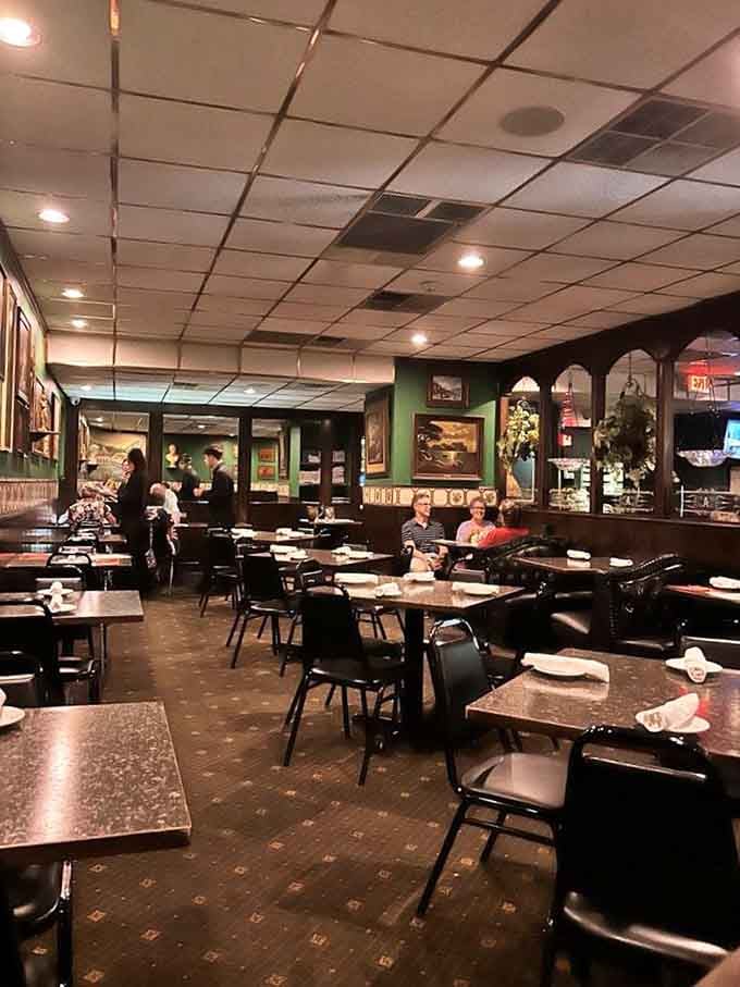 Cozy booths and tables set for diners who appreciate quality over flash, substance over style every single time.