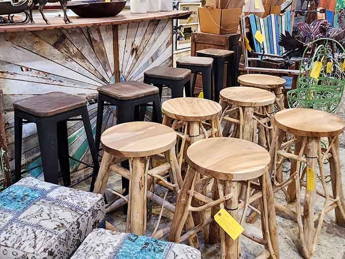 Bar stools lined up like soldiers, ready to support your kitchen island dreams and breakfast conversations alike.