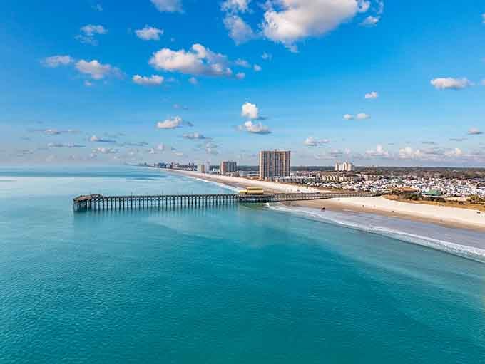 The aerial perspective reveals what your feet already know: this is one seriously impressive stretch of boardwalk.