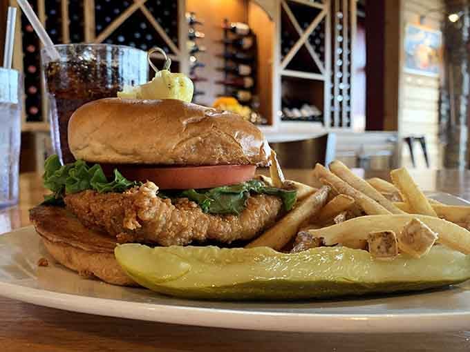 A crispy chicken sandwich with all the fixings proves casual lunch can be just as satisfying as fancy dinner.