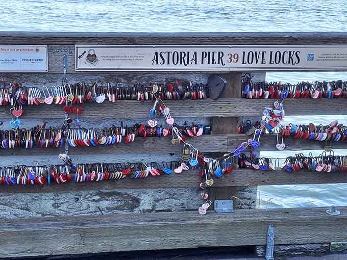 Love locks cover Pier 39, where couples declare their devotion by leaving padlocks in a surprisingly sweet tradition.
