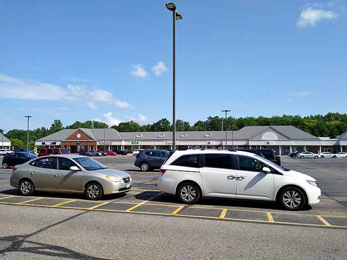 Ample parking spaces mean you won't circle like a vulture before scoring that perfect cashmere sweater deal.