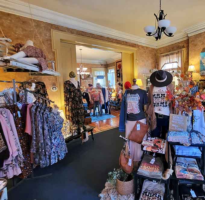 The boutique upstairs means you can shop for new outfits after eating enough comfort food to require them.