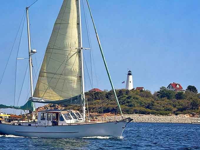 Sailing past this lighthouse is the nautical equivalent of driving through a Norman Rockwell painting come to life.