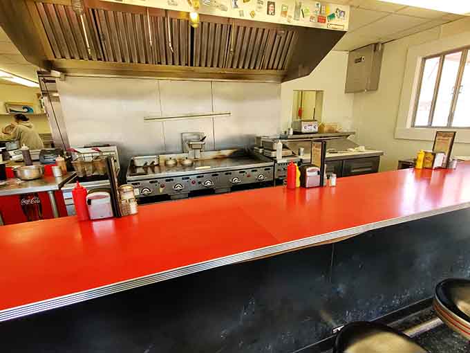 The open kitchen layout means transparency, freshness, and the comforting sounds of sizzling griddles filling the air.