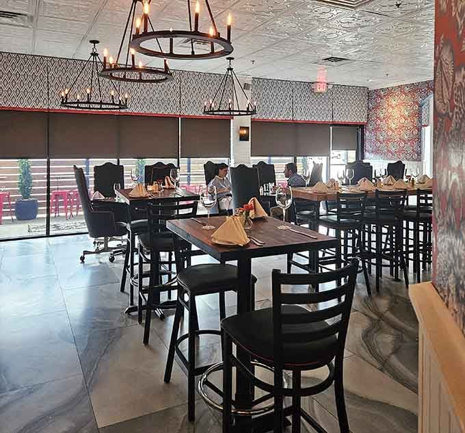The spacious dining area features modern touches and classic steakhouse vibes that somehow work together beautifully and harmoniously.