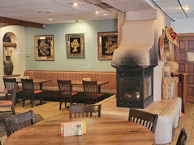 Cozy booths and warm lighting create the perfect atmosphere for lingering over one more round of chips.