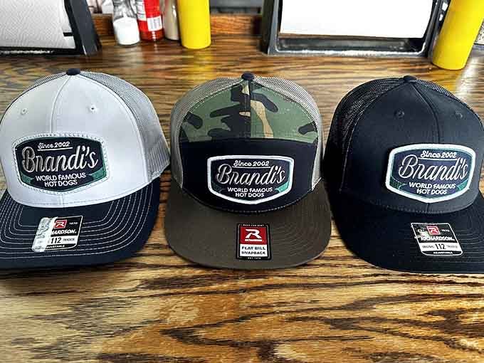 Branded merchandise means customers love this place enough to literally wear it on their heads proudly.