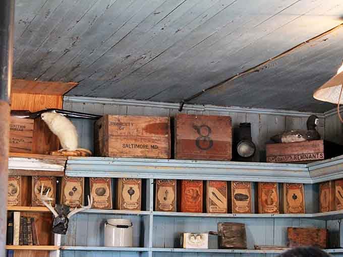 Wooden crates and vintage seed packets evoke an agricultural heritage that still defines Maryland's Eastern Shore today.