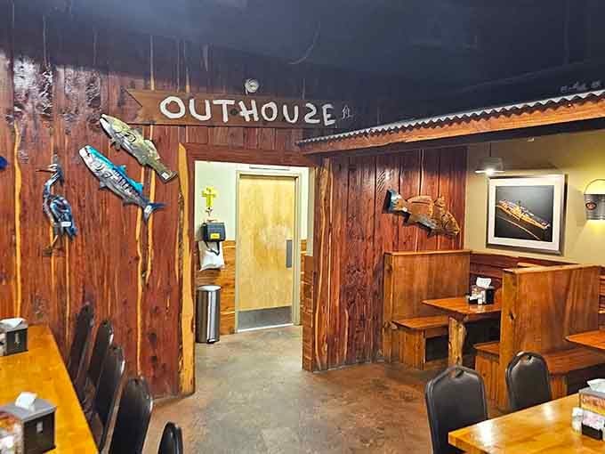 Wood paneling and Texas flags create an atmosphere that feels like Sunday dinner at your favorite relative's house.