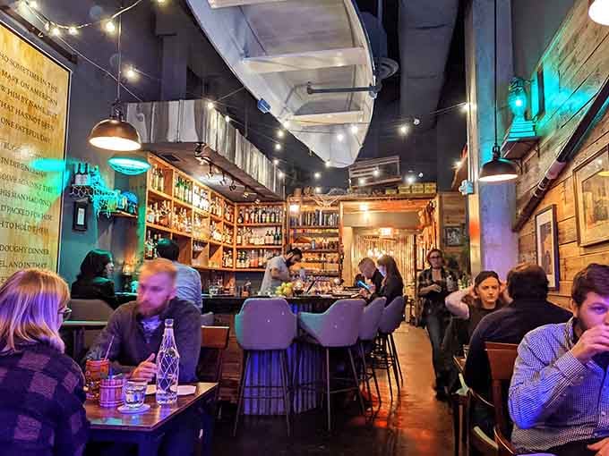 The crowd ranges from date night couples to friend groups, all united by excellent taste in hidden gems.