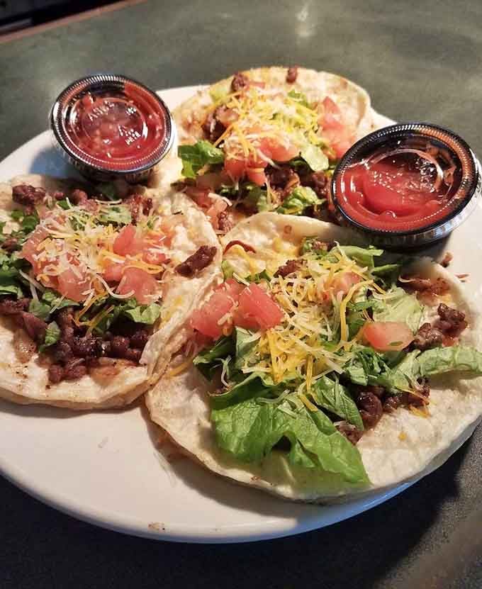Tacos loaded with all the fixings prove this menu has range beyond the traditional diner fare you'd expect.