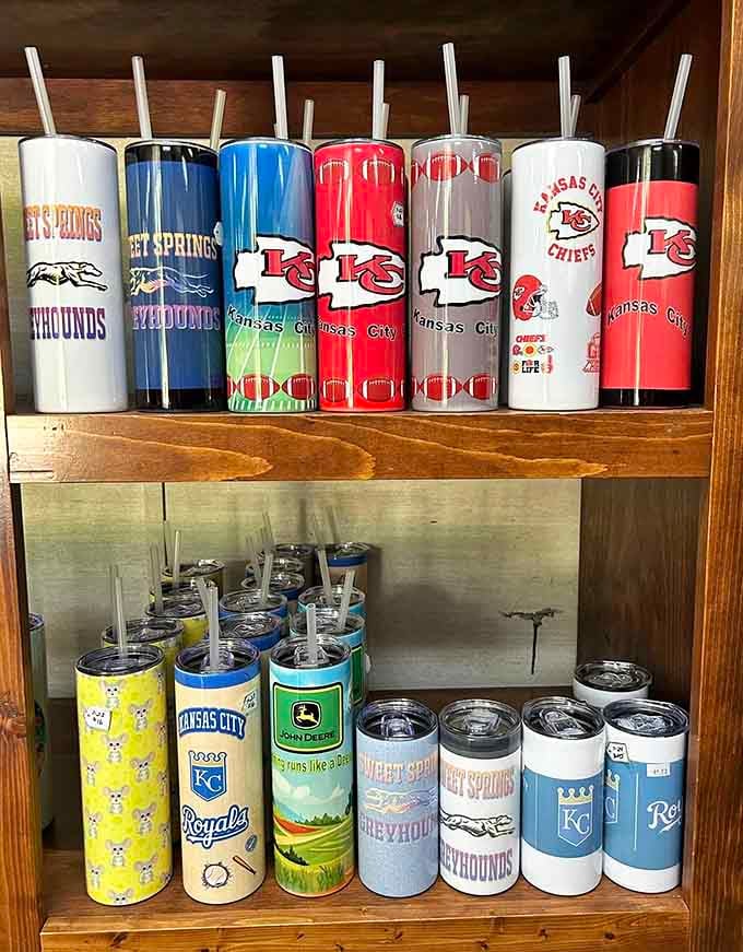 Reusable tumblers sporting local teams and towns make practical gifts that celebrate Missouri's community spirit.
