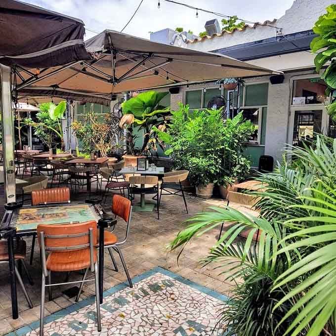 The lush patio feels like dining in a secret garden, minus the secret and plus the comfort.