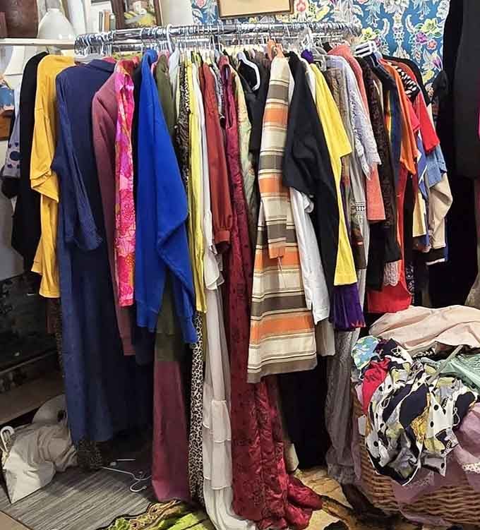 Vintage clothing in every color imaginable, because fashion really does come back around if you wait long enough.