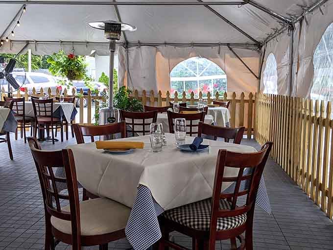 That covered patio area offers the perfect spot for enjoying exceptional food in the fresh air.