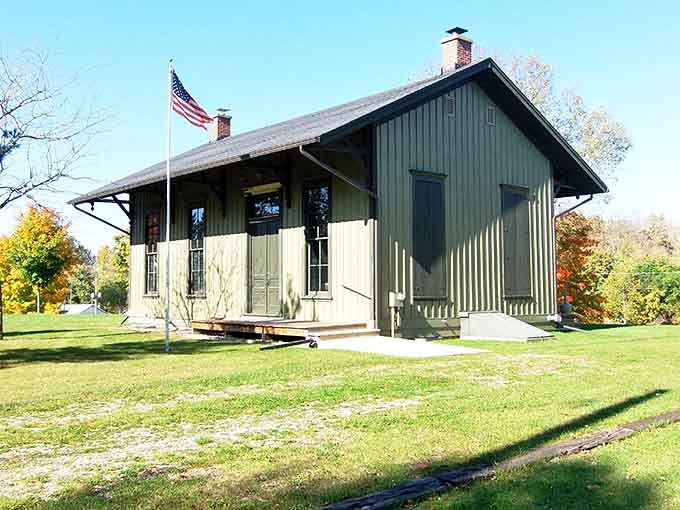 The old train depot stands as a monument to when rail connected every corner of America, not just coastal cities.