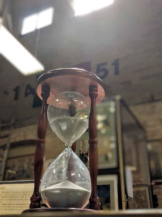 Time literally stands still here, though this hourglass suggests you should probably start moving faster through the aisles.