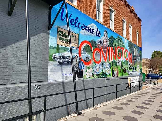 This mural captures everything that makes Covington special, from classic cars to that iconic courthouse you can't miss.