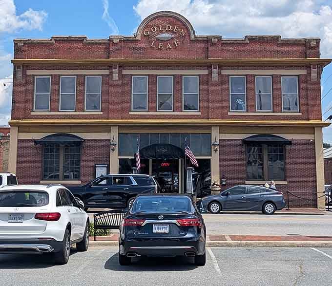 Golden Leaf Bistro's brick facade and patriotic flags welcome diners to downtown's culinary scene without pretension.