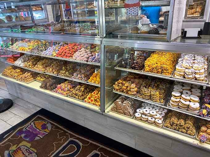 Row after row of cookies stacked like edible architecture, a testament to the beautiful excess we all secretly crave.