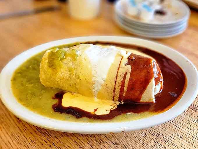 A burrito situation that requires strategic planning and possibly a structural engineer to eat properly without incident.