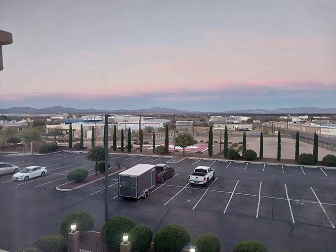 Desert sunsets paint the sky in colors that would cost a fortune to replicate, but here they're free.