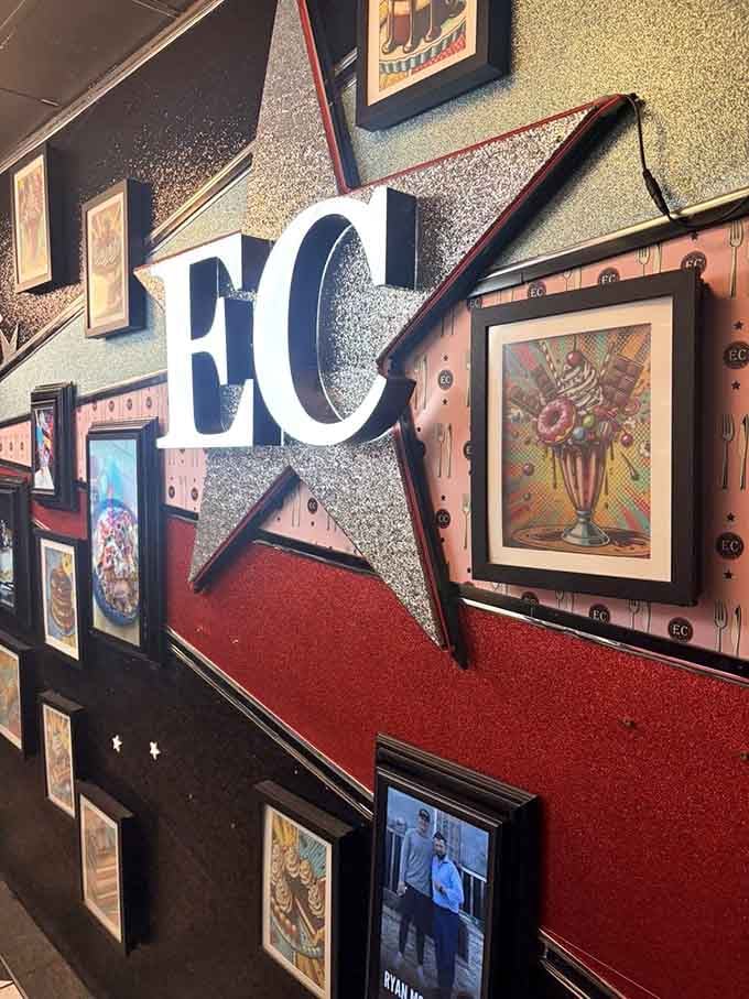 Vintage shake artwork on the walls celebrates the very thing that made this place famous across Maryland.