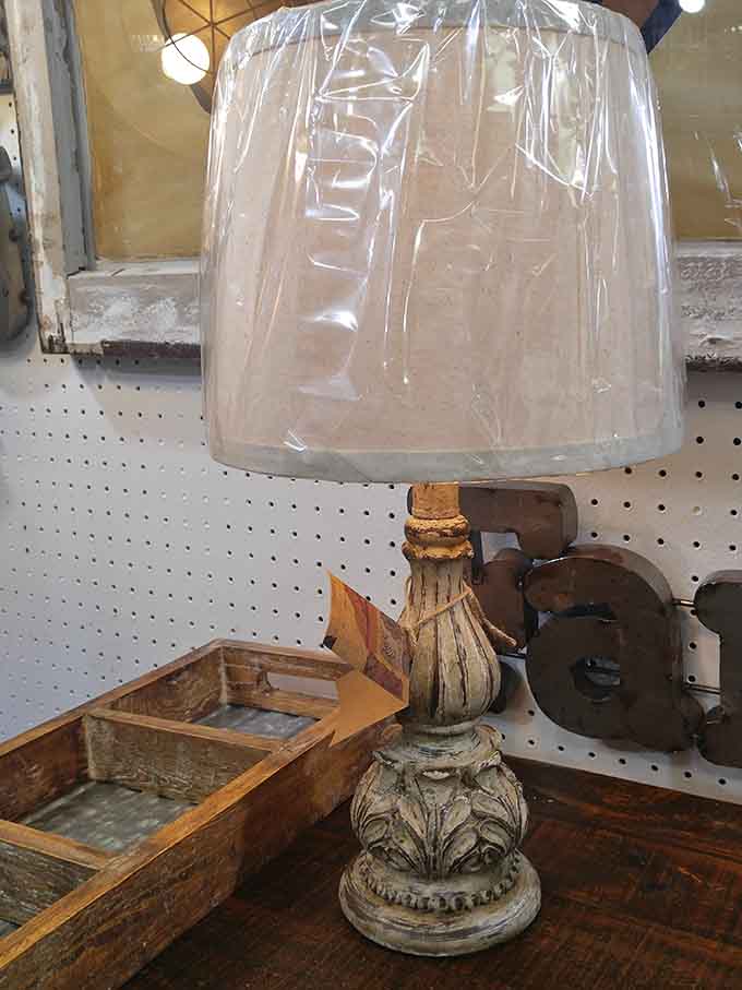 A lamp with character that modern lighting aisles can only dream about achieving, even still wrapped for protection.