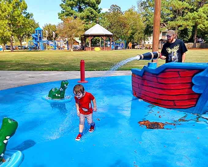 The splash pad where staying dry is considered a failure and getting soaked is the ultimate victory.