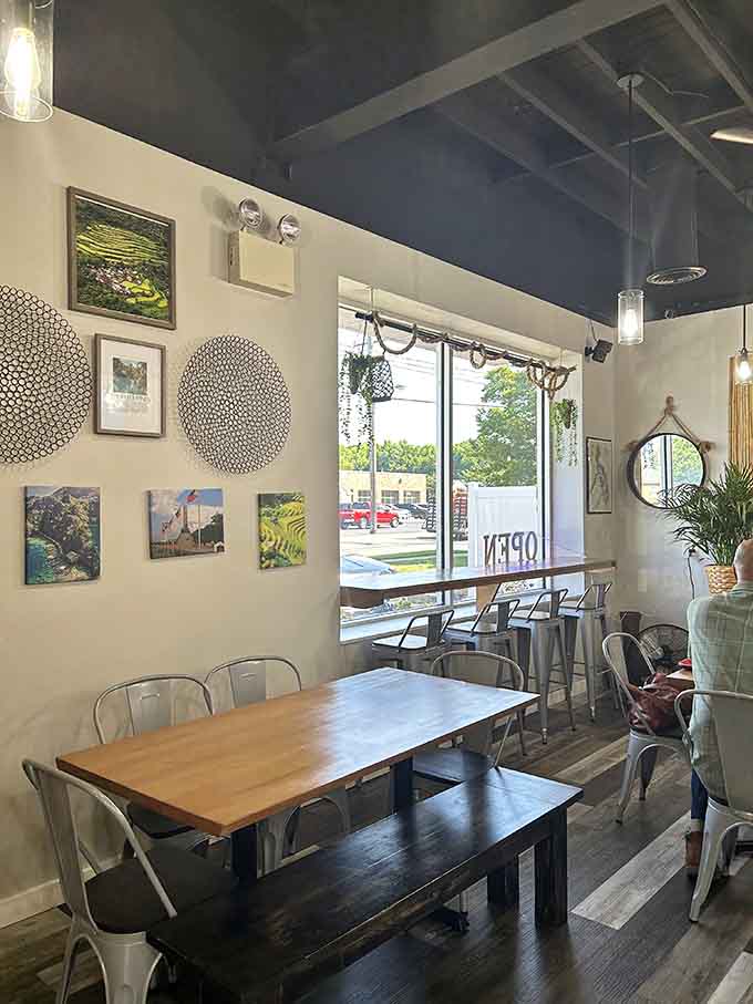 Bright, airy seating that invites you to settle in and take your time with every delicious bite.