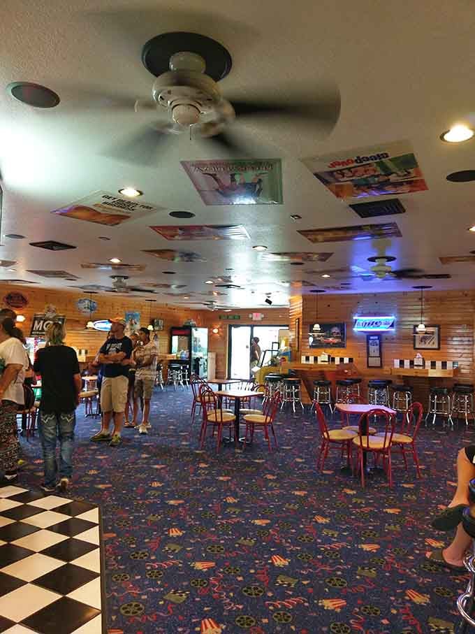 The concession area serves up classic movie snacks with retro charm that'll transport you back in time.