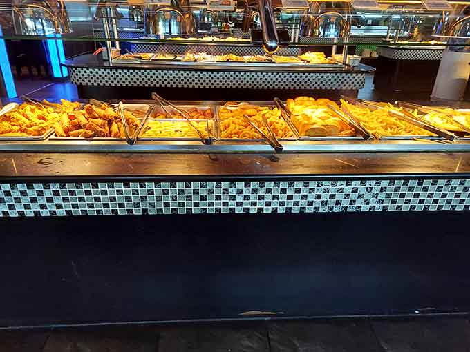 Golden fried favorites lined up like soldiers of deliciousness, ready to serve your craving for crispy, savory satisfaction.