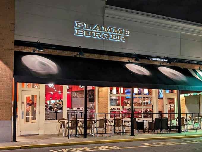 Evening falls on this humble burger sanctuary, quietly waiting to blow your mind with wood-fired magic and flavor.