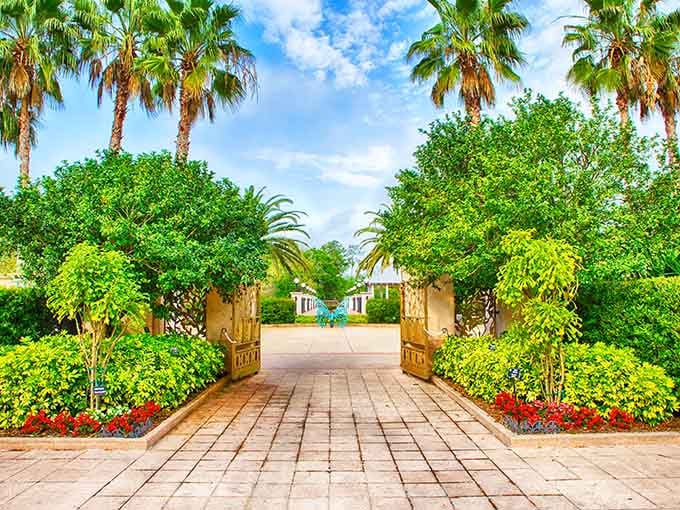 Grand entrance gates welcome you into botanical bliss, setting the stage for the natural wonders waiting inside.