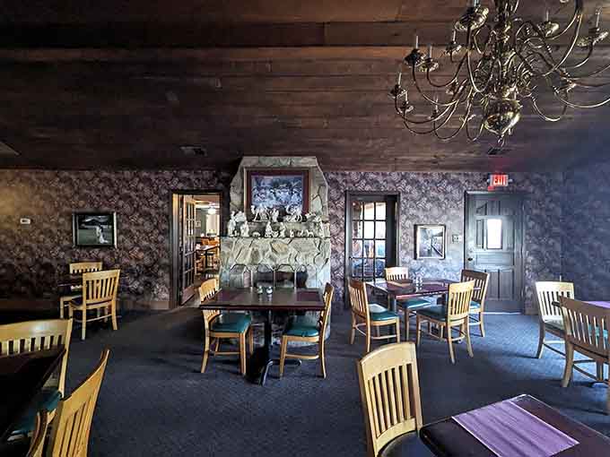 A fireplace mantel decorated with care adds homey charm that no corporate restaurant designer could ever authentically replicate.