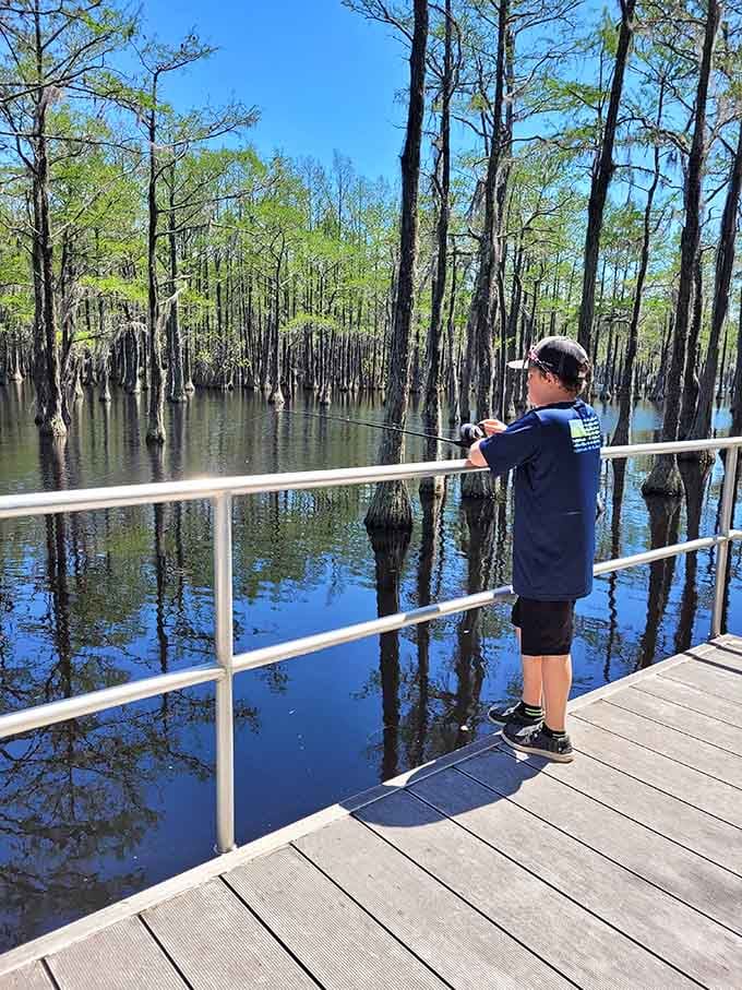 Fishing from a dock where patience is rewarded and excuses for not catching anything are absolutely spectacular.