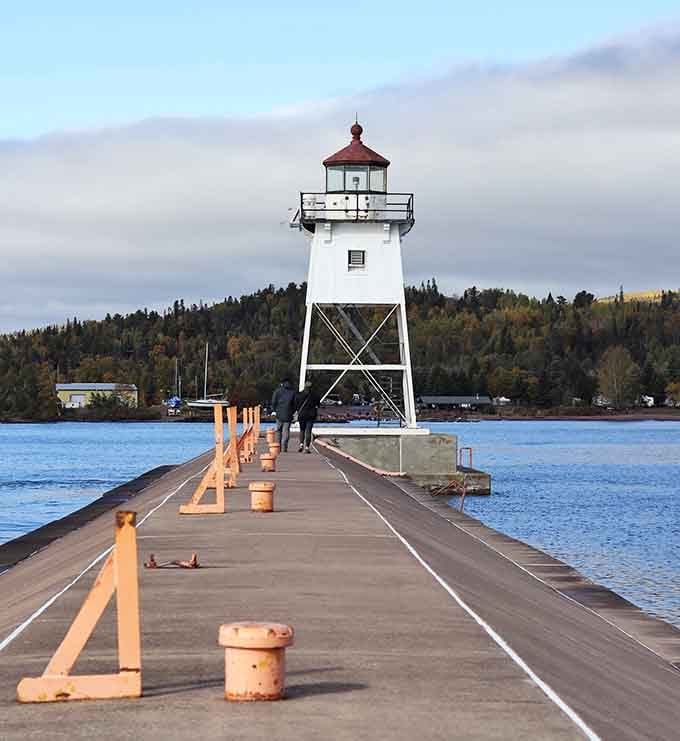 The breakwater walk to this modest lighthouse offers more drama than most Hollywood productions could ever script.