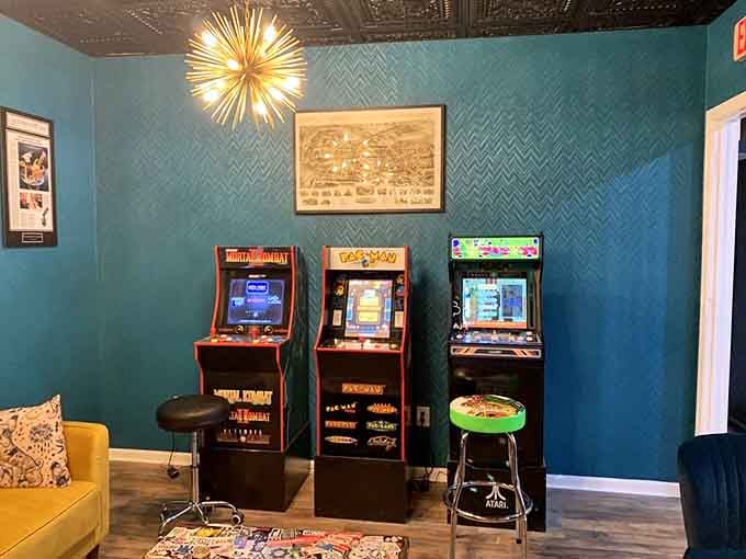Classic arcade games ready for action, because nothing pairs with cupcakes quite like Pac-Man and nostalgic button-mashing.