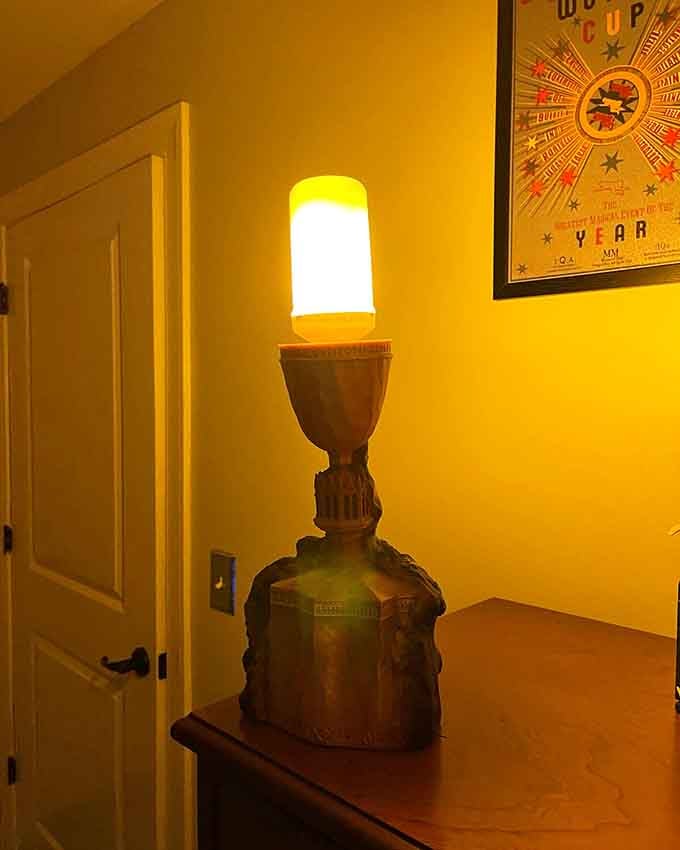 This glowing chalice lamp adds ambiance without requiring any actual magic spells to operate, mercifully.