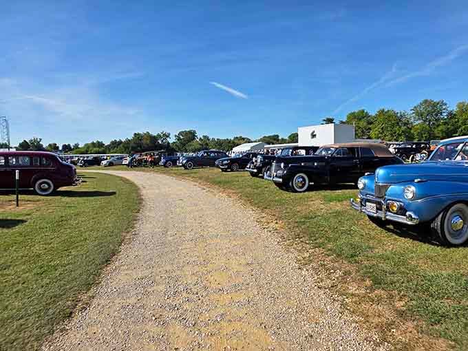 Gravel paths wind through the lot, guiding you to your personal outdoor theater for the evening ahead.