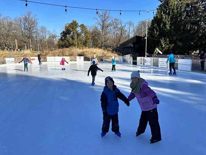 Winter transforms the park into an ice skating wonderland where falling down is expected and strangely liberating.