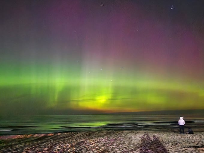 Northern lights dancing over Indiana beaches? Yes, it actually happens, and it's absolutely magical.
