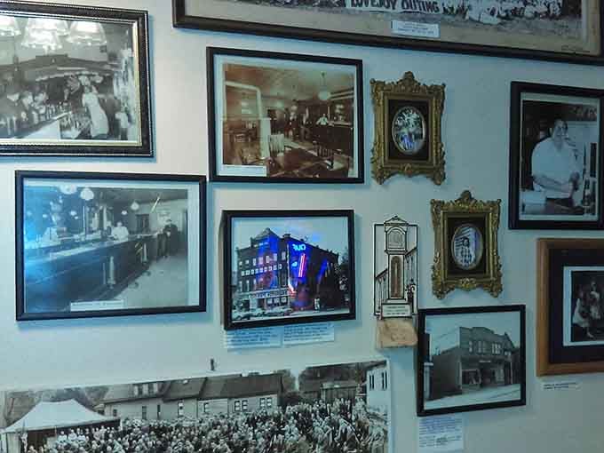 Photographs documenting neighborhood history cover the walls, preserving memories that refuse to fade into forgotten obscurity completely.