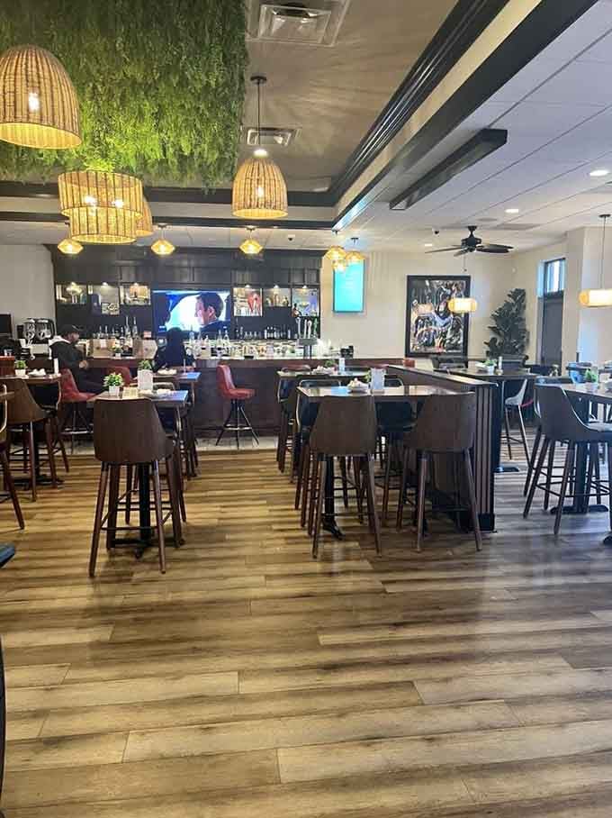 The bar area invites you to settle in, order something cold, and embrace island time.