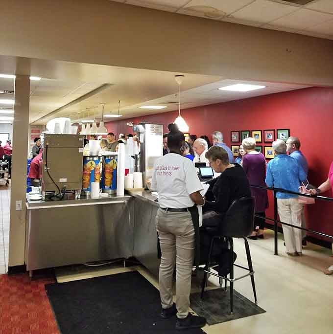 Customers queue up with trays in hand, ready to point at dishes that look exactly like grandma's cooking.
