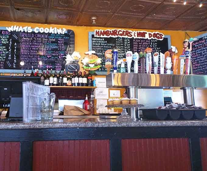 That bar setup with chalkboard menus and tap handles promises both good drinks and even better conversation.