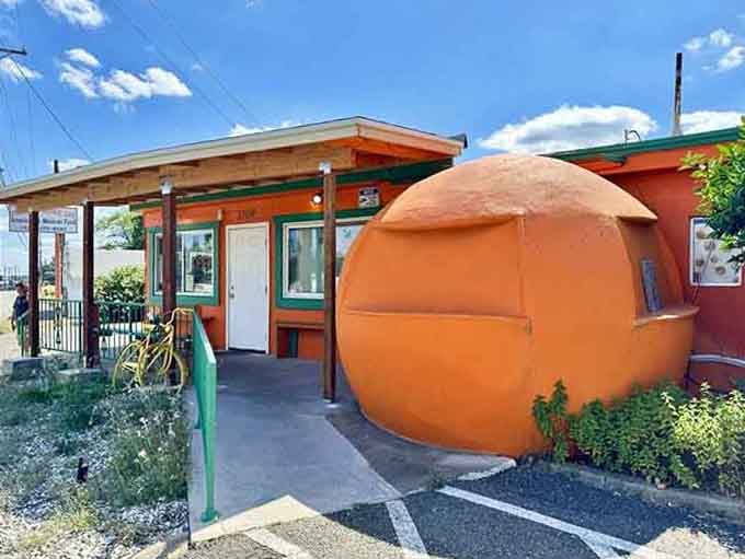 The giant orange structure out front is impossible to miss and even more impossible to forget.