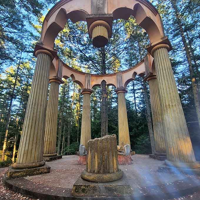 That broken column detail speaks volumes about symbolism, though it's refreshingly quiet about explaining itself to tourists.