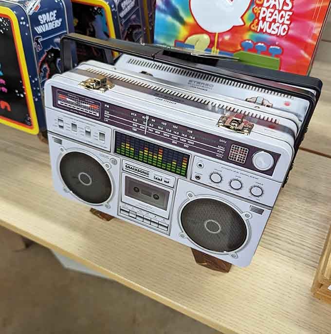 That retro boombox sitting there looking like it just time-traveled straight from your childhood basement.